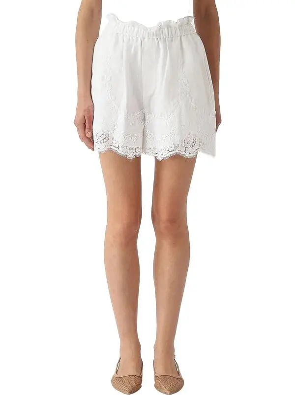 TWINSET Embroidered Lace Shorts - White