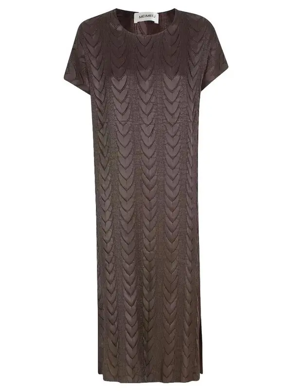 MEIMEIJ Textured Short-sleeve Dress - Brown