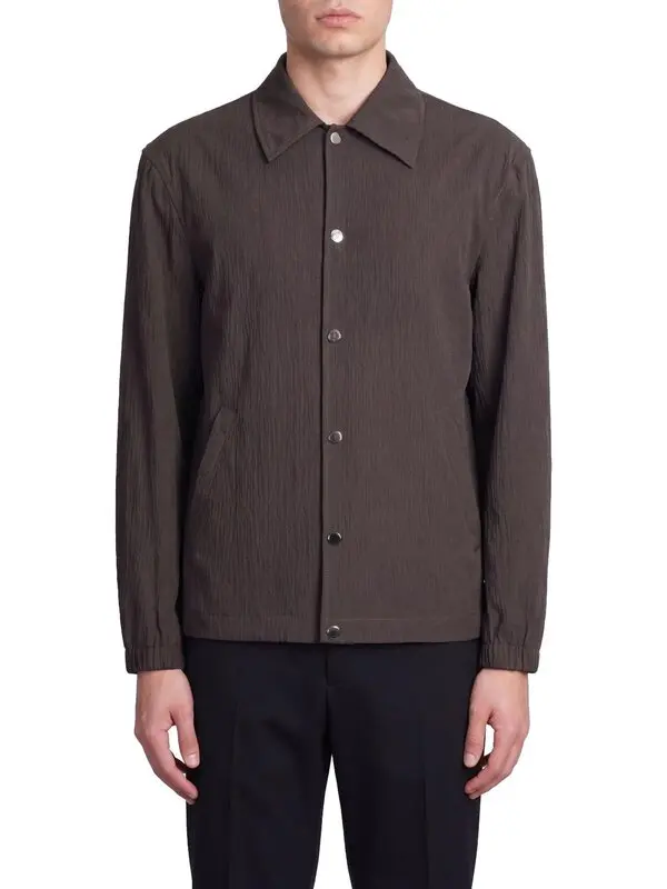 PAOLO PECORA Cotton Seersucker Shirt Jacket - Brown