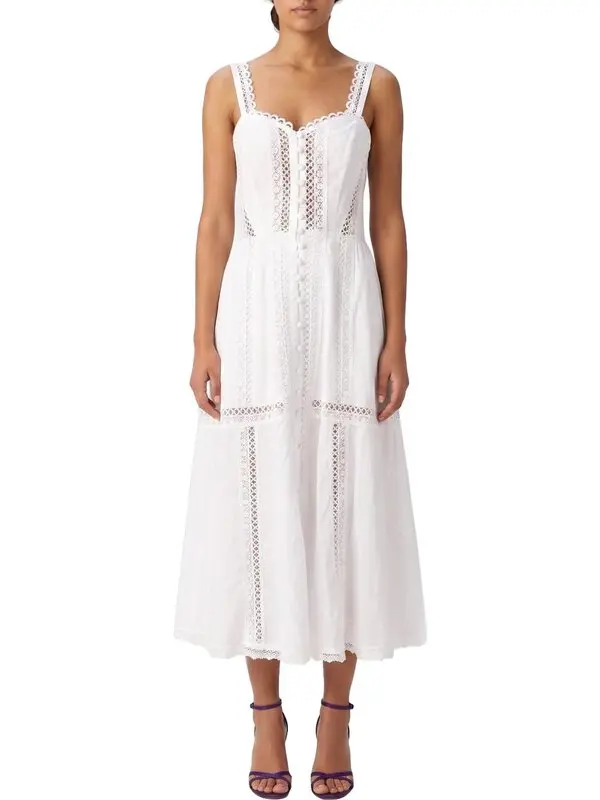 Charo Ruiz Ibiza Lace Trimmed Dress - White