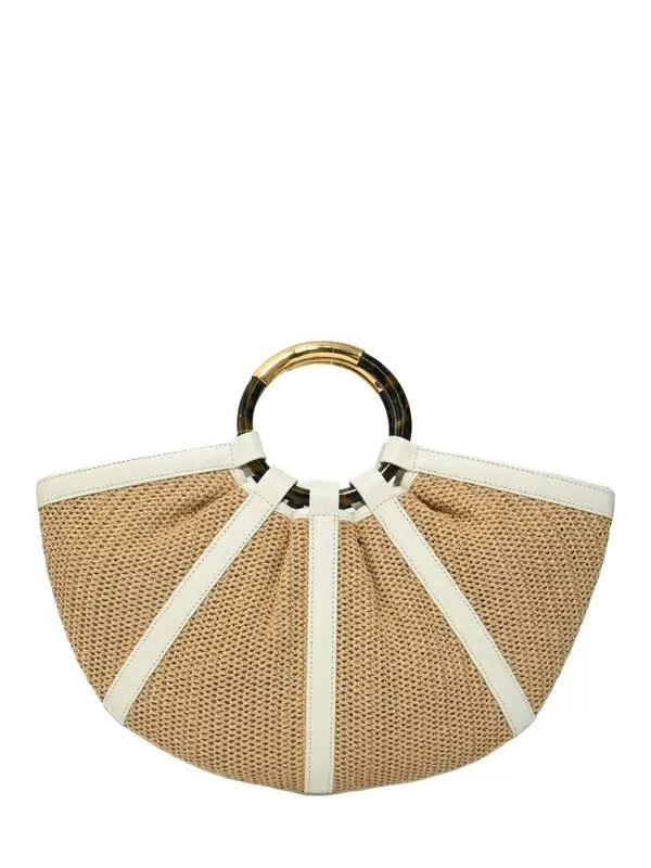 COCCINELLE Raffia Handbag With Hoop Handle - Pearl