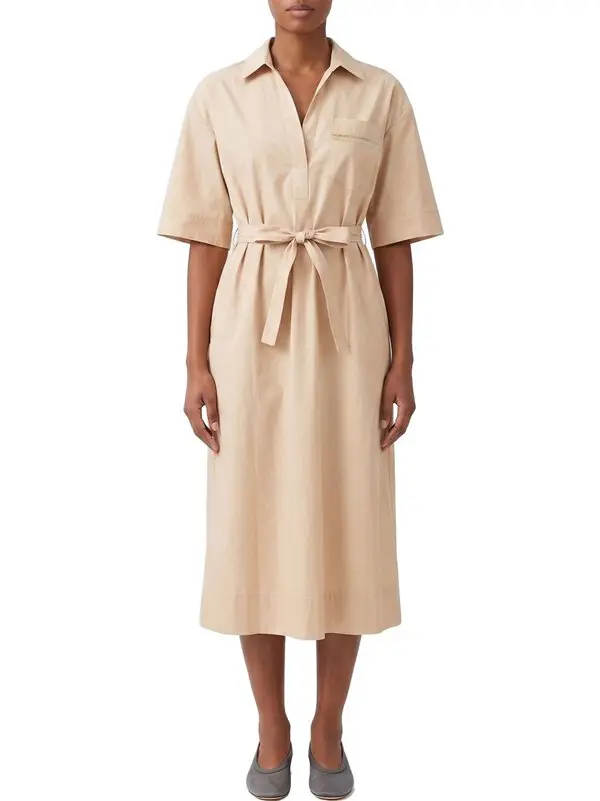 Fabiana Filippi Midi Shirt Dress With Belt - Beige