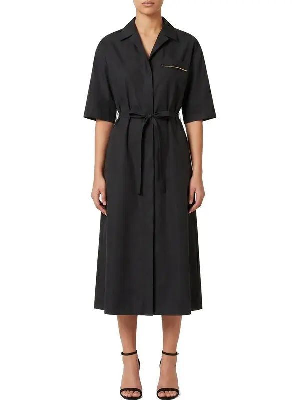 Fabiana Filippi Cotton Midi Shirt Dress With Sash Belt - Blue
