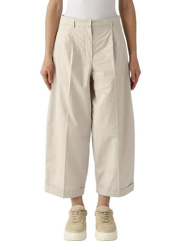 Max Mara Danza Cropped Cotton Trousers - Mastic