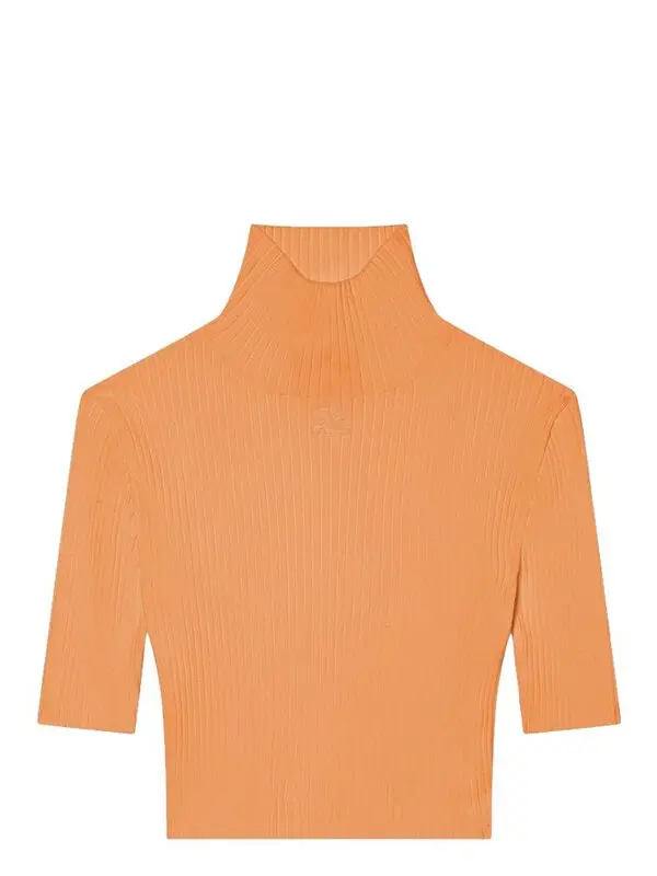 COURREGES Cropped Rib Knit Top - Orange