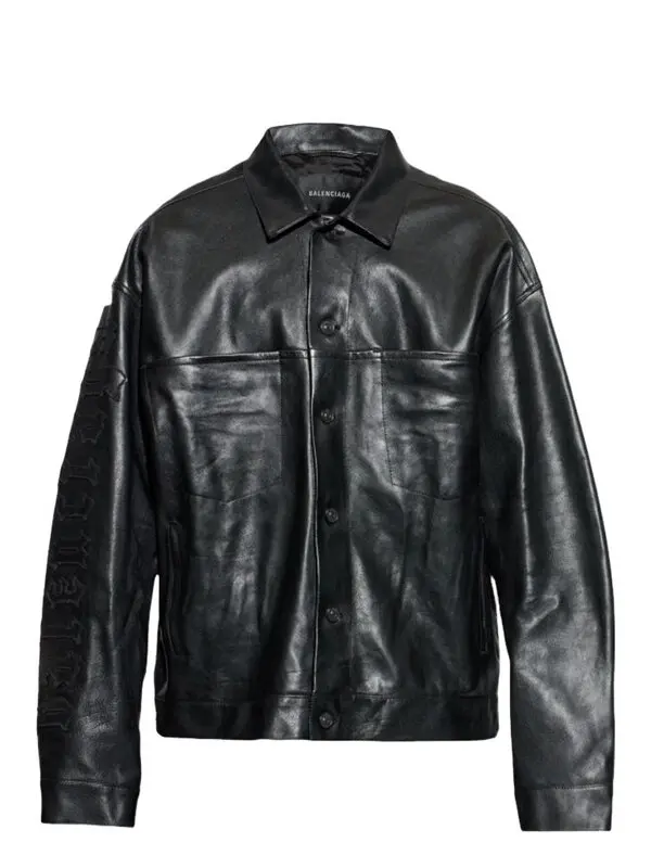 Balenciaga Leather Shirt Jacket - Black