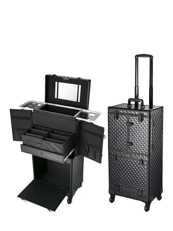 BYOOTIQUE Rolling Makeup Case Trolley Cosmetic Organizer - Black