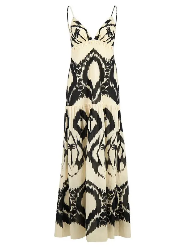 Johanna Ortiz Zea Palm Print Maxi Dress - Black