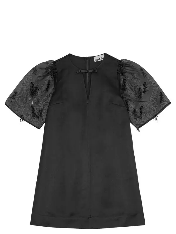 GANNI Organza Mini Dress - Black