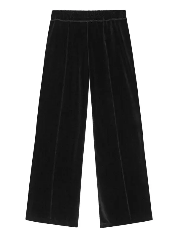 GANNI Heavy Velour Wide-leg Pants - Black