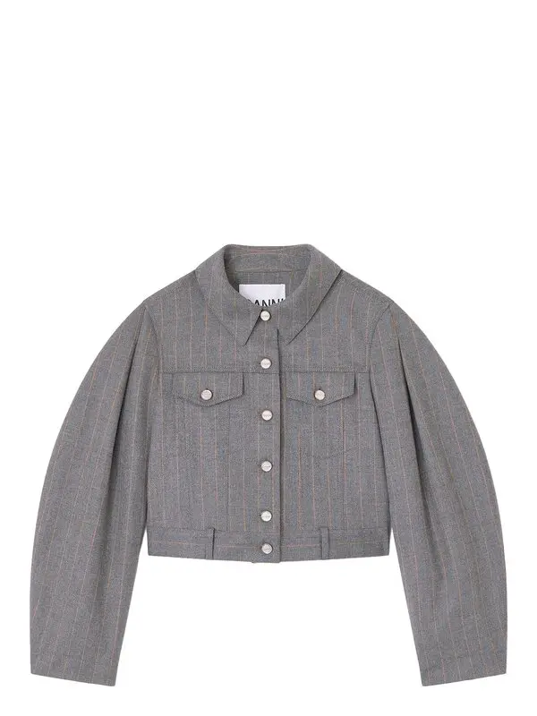 GANNI Striped Jacket - Grey