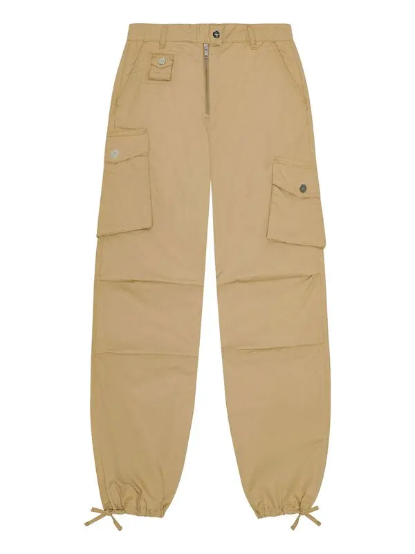 GANNI Washed Cotton Twill Cargo Pants - Brown