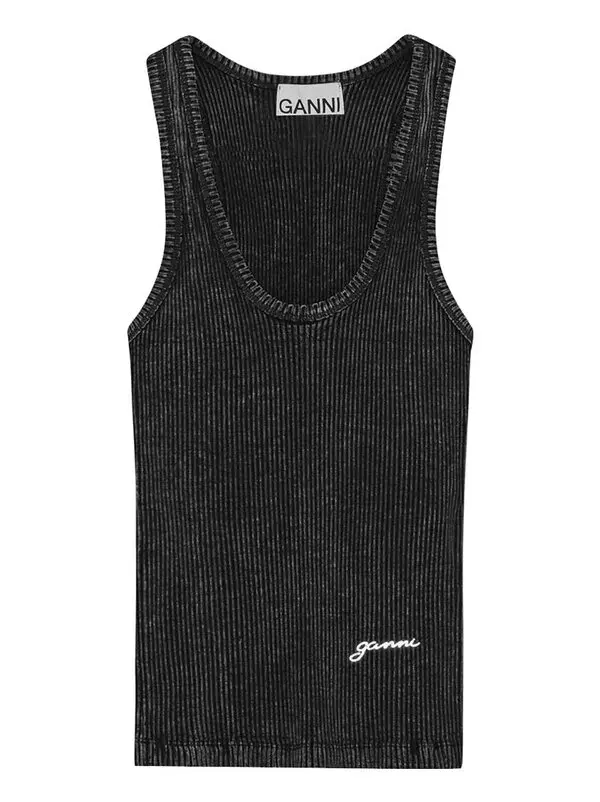 GANNI Tank Top - Black