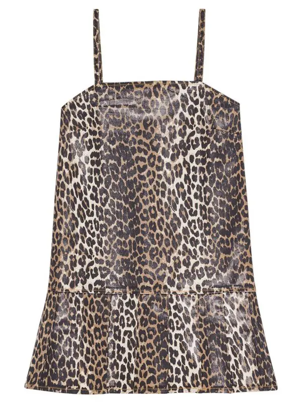 GANNI Leopard Foil Dress - Mixed