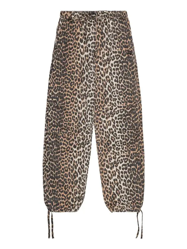 GANNI Leopard Print Drawstring Pants - Brown
