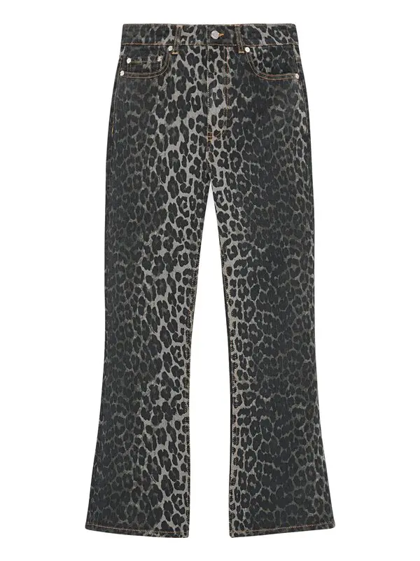GANNI Leopard Print Jeans - Blue