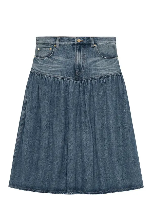 GANNI Mid Wash Denim Skirt - Blue