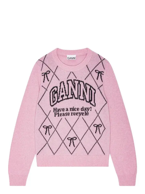 GANNI Graphic Bow Sweater - Pink