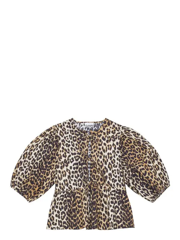 GANNI Print Cotton Poplin Blouse - Mixed