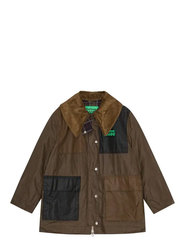 GANNI X Barbour Waxed Duffle Coat - Brown