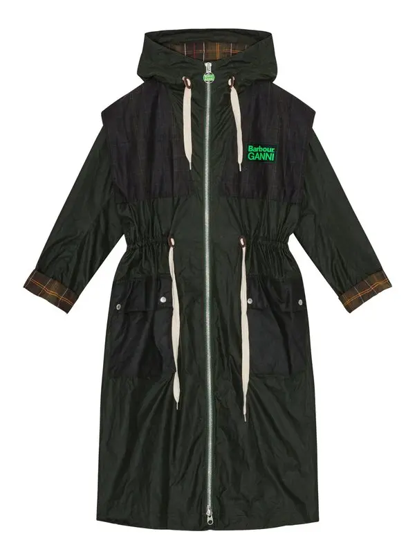 GANNI X Barbour Waxed Parka Jacket - Green