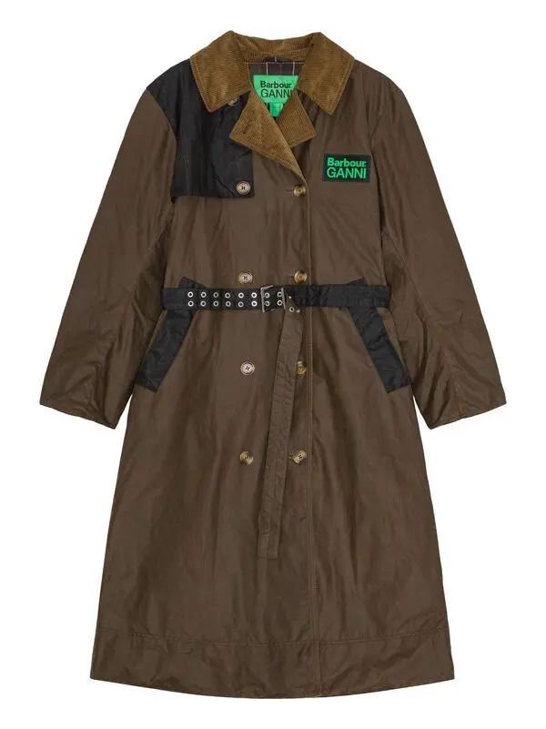 GANNI X Barbour Waxed Trench Coat - Brown
