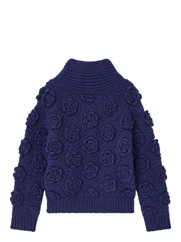 GANNI Flower Crochet Sweater - Navy
