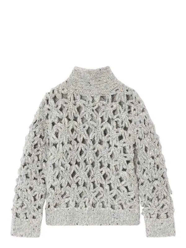 GANNI Flower Crochet Sweater - Grey