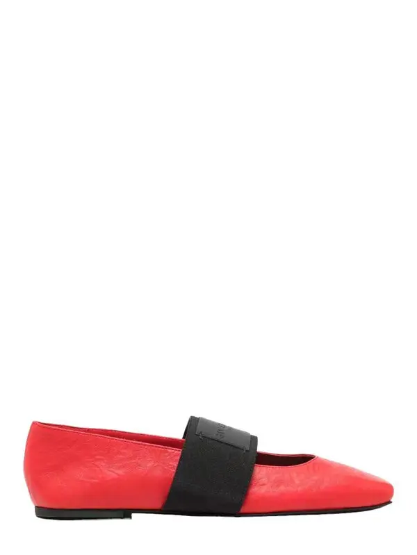 Givenchy Sliced Logo-plaque Leather Ballet Flats - Red