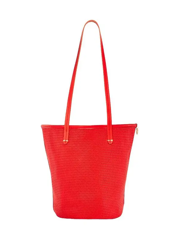 Clare V. Choupette Diamond Perforated Leather Bucket Bag - Poppy