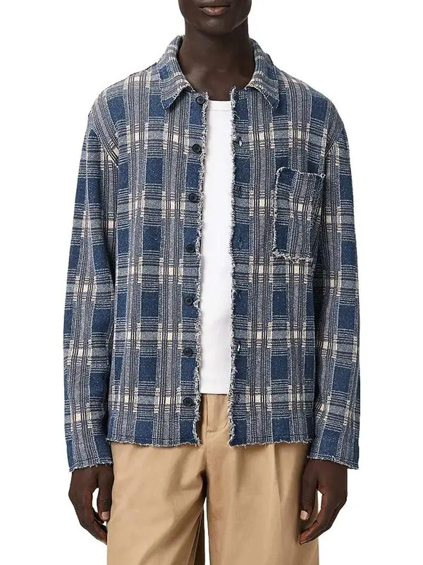 ALLSAINTS Plaid Cardigan Sweater - Moonstone Blue