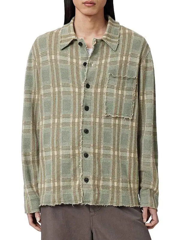 ALLSAINTS Plaid Cardigan Sweater - Powdered Green
