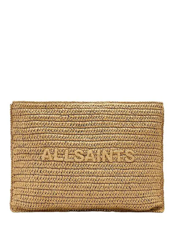 ALLSAINTS Bettina Raffia Clutch - Biscuit Brown