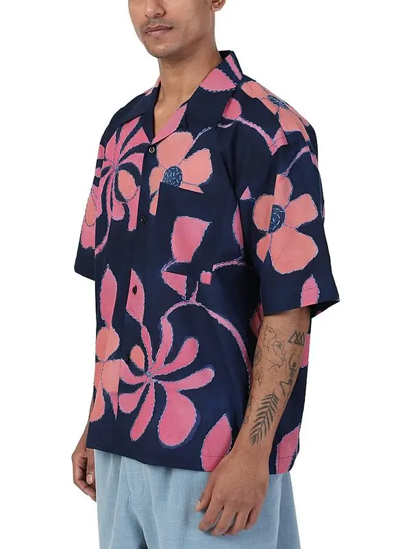 KARDO Rohit Boxy Fit Floral Shirt - Navy