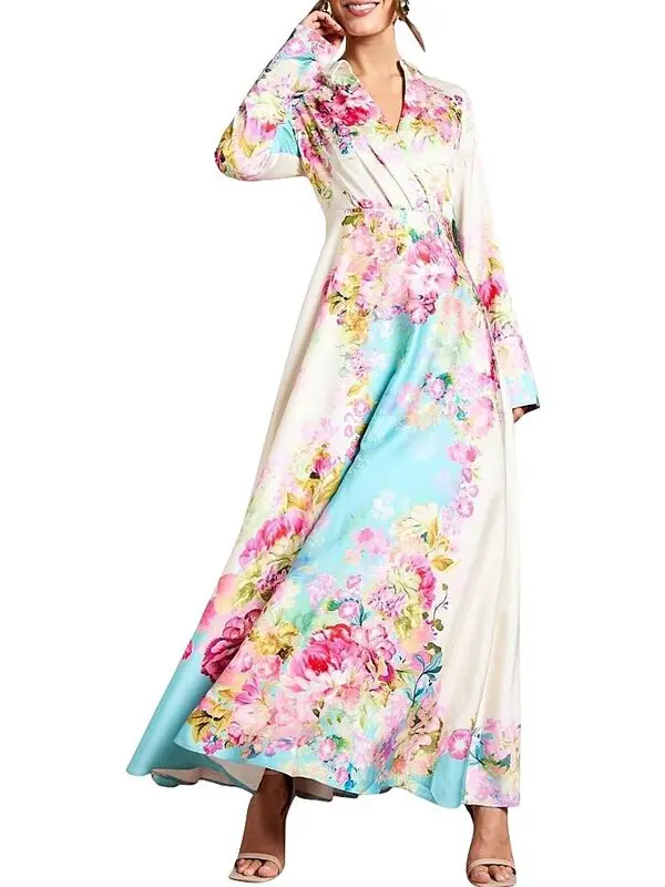 Coast Placement Print Wrap Front Gown - Multi