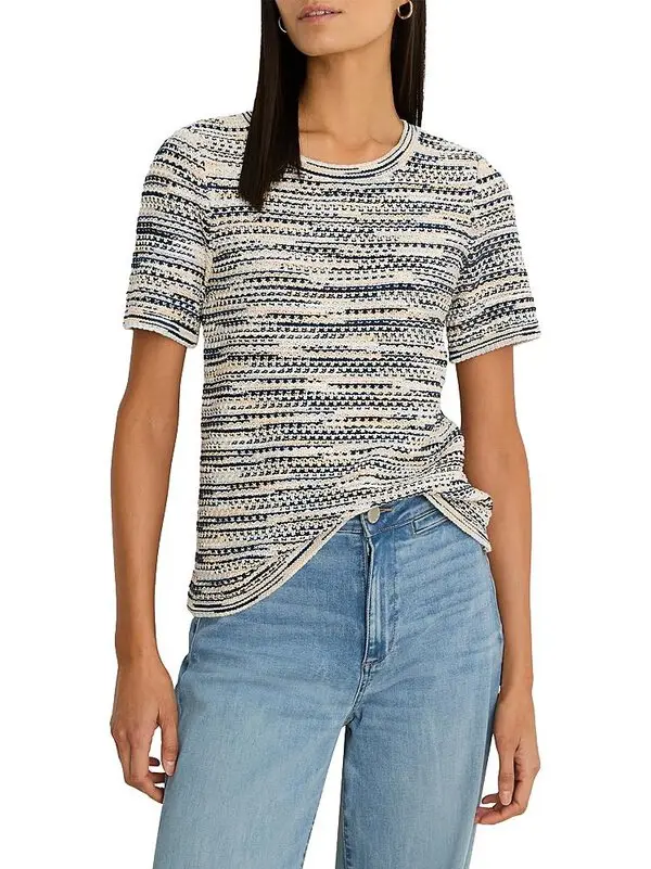 NIC+ZOE Spacedye Tuck Stitch Sweater Tee - Blue Multi