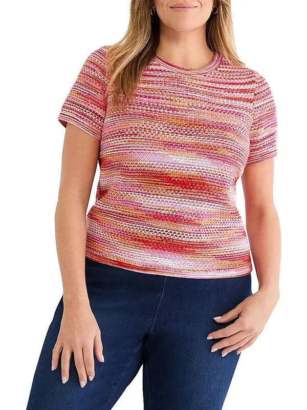 NIC+ZOE Spacedye Tuck Stitch Sweater - Red Multi