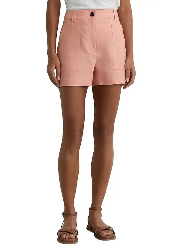 REISS Ashby Linen Shorts - Rose Pink