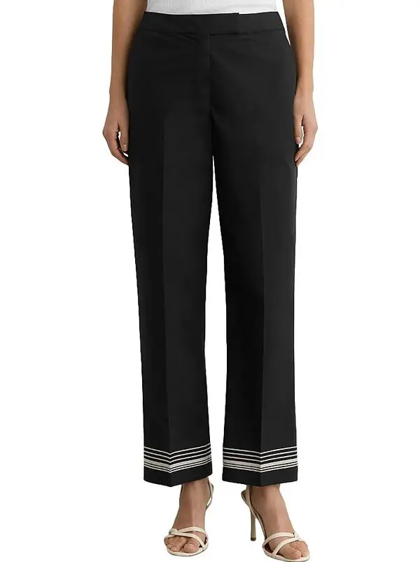 REISS Straight Leg Trousers - Black/ivory