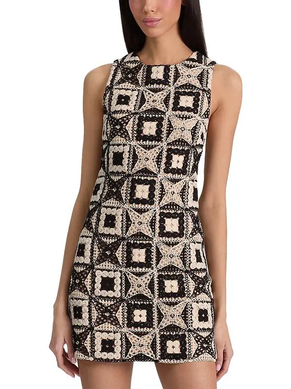 Alice + Olivia Clyde A-line Shift Dress - Black/multi