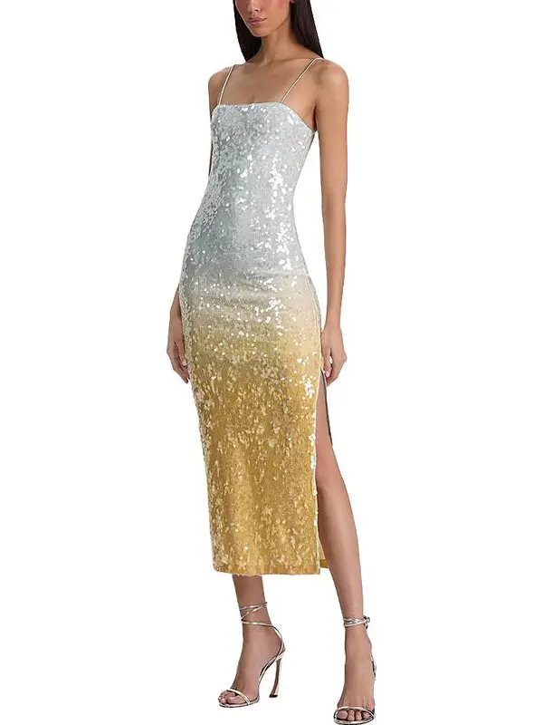 Alice + Olivia Fifi Sequin Midi Dress - Clear Sky