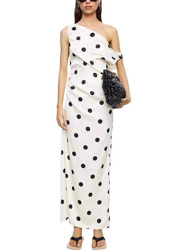 Lioness Sweetheart Polka Dot Maxi Dress - Cream Polkadot