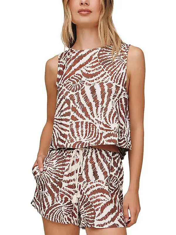 Bella Dahl Sleeveless Boat Neck Top - Abstract Shell Print