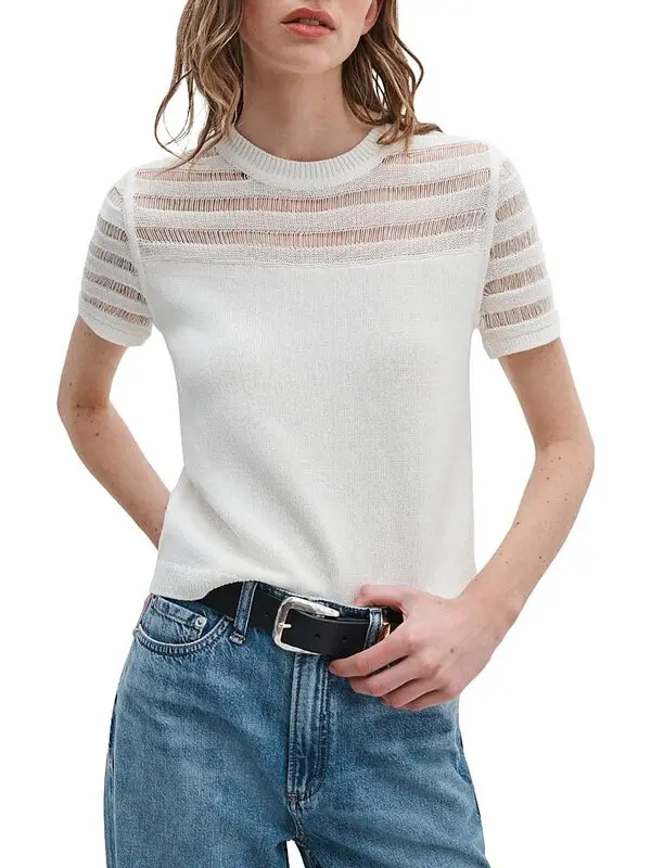 Rag & Bone Britt Crewneck Short Sleeve Sweater - White