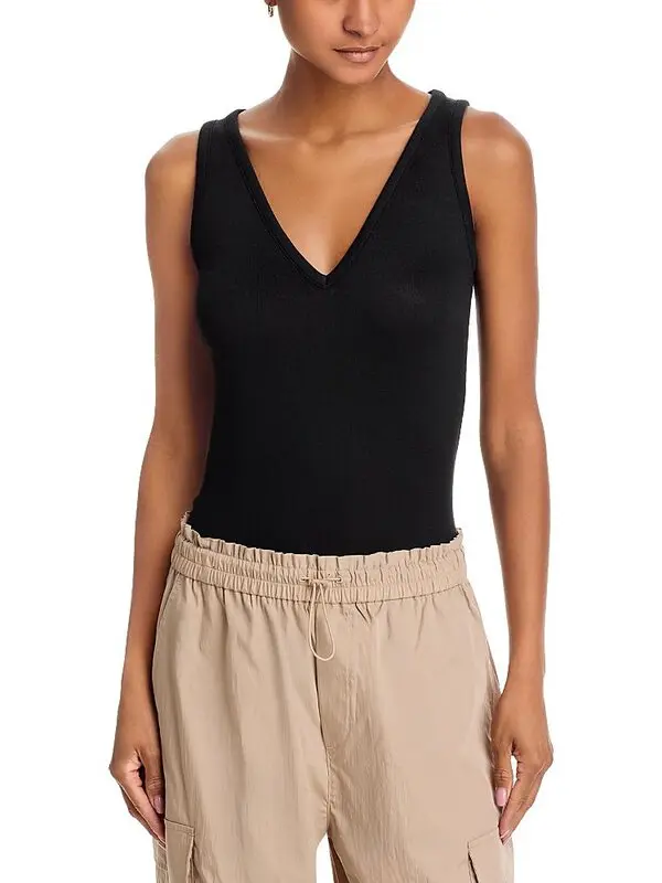 Rag & Bone Knit V Neck Tank - Black