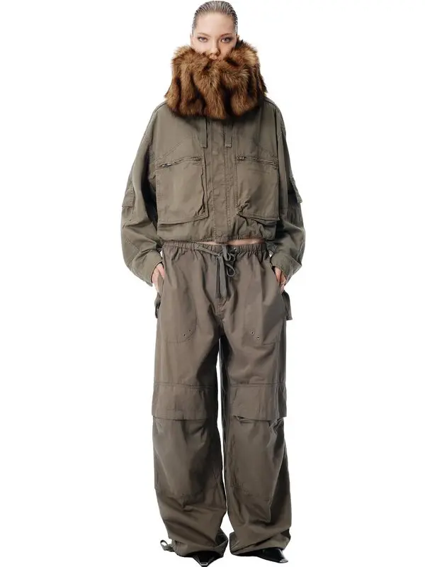 Alexander Wang Cotton Mid-rise Cargo Pant - Washed Army Green