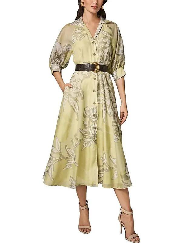 Donna Karan New York Belted Floral Print Shirt Dress - Smmr Citro