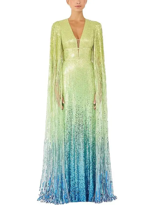 Jenny Packham Sequin-embellished Maxi Gown - Illusion