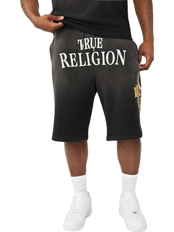 True Religion Floral Snake Mikey Long Sweatshorts - Jet Black