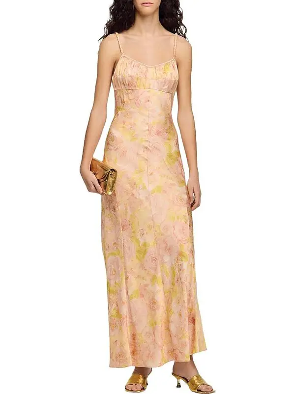 Sandro Flower Print Maxi Dress - Pink / Green